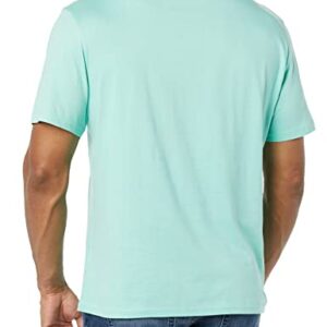 Amazon Essentials Men's Slim-Fit Short-Sleeve Crewneck Pocket T-Shirt, Pack of 2, White/Aqua Blue, Large