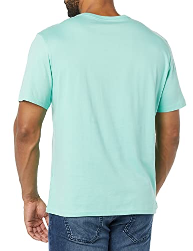 Amazon Essentials Men's Slim-Fit Short-Sleeve Crewneck Pocket T-Shirt, Pack of 2, White/Aqua Blue, Large