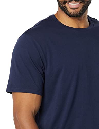 Amazon Essentials Men's Slim-Fit Short-Sleeve Crewneck T-Shirt, Pack of 2, Navy/Dark Blue, Medium