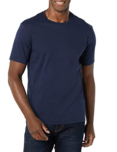 Amazon Essentials Men's Slim-Fit Short-Sleeve Crewneck T-Shirt, Pack of 2, Navy/Dark Blue, Medium