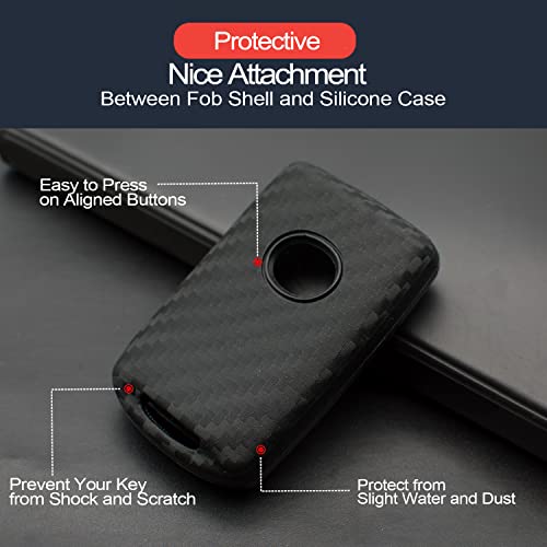 2pcs Compatible with 2022 2021 2020 Mazda 3 6 CX-30 CX-5 CX-9 MX-5 Miata Carbon Fiber Looks Black Silicone FOB Key Case Cover Protector Keyless Remote Holder for Base GS GT GX Touring Sedan Hatchback