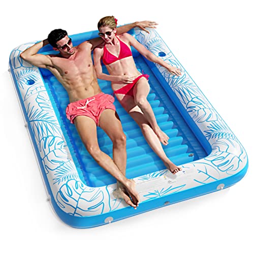 Inflatable Tanning Pool Lounger Float - Jasonwell 4 in 1 Sun Tan Tub Sunbathing Pool Lounge Raft Floatie Toys Water Filled Tanning Bed Mat Pad for Adult Blow Up Kiddie Pool Kids Ball Pit Pool (XL)