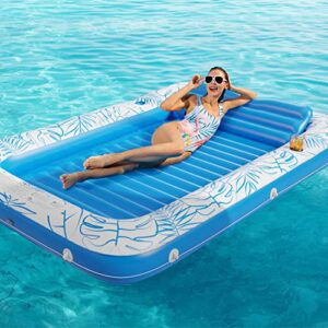 Inflatable Tanning Pool Lounger Float - Jasonwell 4 in 1 Sun Tan Tub Sunbathing Pool Lounge Raft Floatie Toys Water Filled Tanning Bed Mat Pad for Adult Blow Up Kiddie Pool Kids Ball Pit Pool (XL)