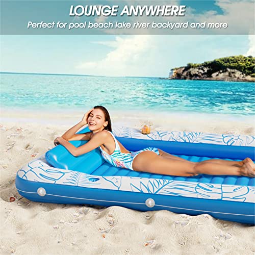 Inflatable Tanning Pool Lounger Float - Jasonwell 4 in 1 Sun Tan Tub Sunbathing Pool Lounge Raft Floatie Toys Water Filled Tanning Bed Mat Pad for Adult Blow Up Kiddie Pool Kids Ball Pit Pool (XL)