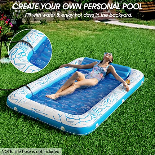 Inflatable Tanning Pool Lounger Float - Jasonwell 4 in 1 Sun Tan Tub Sunbathing Pool Lounge Raft Floatie Toys Water Filled Tanning Bed Mat Pad for Adult Blow Up Kiddie Pool Kids Ball Pit Pool (XL)