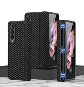 baili samsung z fold 3 case, z fold 3 case light luxury business style, hinged folding all-inclusive shell galaxy z fold 3 phone cover for samsung galaxy z fold 3 5g 2021, carbon fiber texture