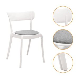 CangLong Armless Bistro Dining Chair-Set of 2, Premium Plastic with Upholstered Seat, White + Grey