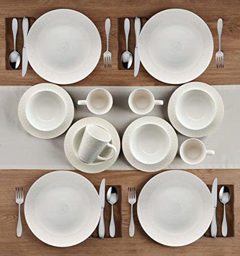 Pfaltzgraff Vera 16 Piece Dinnerware Set, Service for 4, Cream