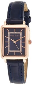 anne klein women's japanese quartz dress watch with faux leather strap, blue, 14 (model: ak/3820rgnv)