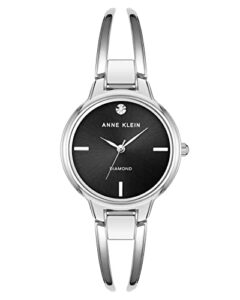 anne klein women's japanese quartz dress watch with metal strap, silver, 14 (model: ak/2627bksv)