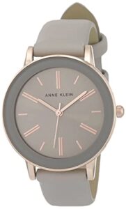 anne klein women's japanese quartz dress watch with faux leather strap, gray, 16 (model: ak/3818rgtp)