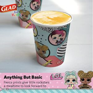 Glad for Kids LOL 80s Style Paper Cups | LOL Surprise Cups, Kids Drinking Cups | LOL 80s Style Soak Proof Paper Cups for Everyday Use | 9 oz Paper Cups 30 Ct