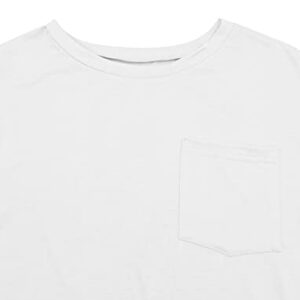 Fanway&EC Women's Short Sleeve T-Shirts Casual Crewneck Tees with Pocket Summer Basic Tops (White,Medium,US,Alpha,Adult,Female,Medium,Regular,Regular)