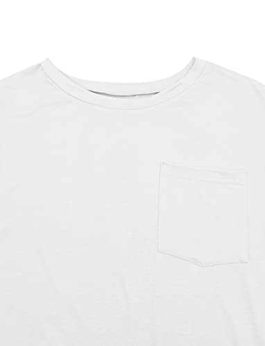 Fanway&EC Women's Short Sleeve T-Shirts Casual Crewneck Tees with Pocket Summer Basic Tops (White,Medium,US,Alpha,Adult,Female,Medium,Regular,Regular)