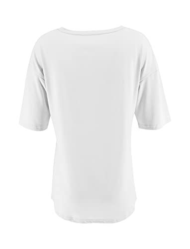 Fanway&EC Women's Short Sleeve T-Shirts Casual Crewneck Tees with Pocket Summer Basic Tops (White,Medium,US,Alpha,Adult,Female,Medium,Regular,Regular)