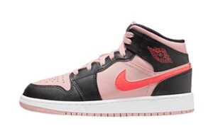 nike mens air jordan 1 mid gs shoes, atmosphere/infrared 23 black, 6 big kid