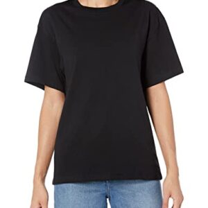 The Drop Women's Lydia Loose Short Sleeve Drop Shoulder Jersey T-Shirt, Black, M