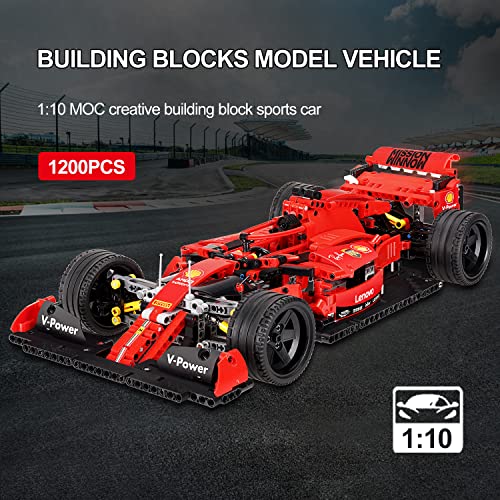 MISINI 1100PCS Technik Building Blocks Racing Car Formula F1 Model,1:10 MOC Creative Building Block Sports car (Red)