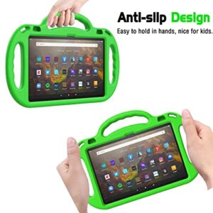 AVAWO Kids Case for Amazon Fire HD 10 & Fire HD 10 Plus Tablet (2021 Release,11th Generation), with Shoulder Strap, Lightweight Shockproof Handle Kids Case for Fire HD 10 2021 Tablet, Green