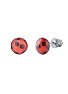 earrings for girls, ladybug hypoallergenic earrings for girls, stud screw on safety backs, stainless steel ultra sensitive ears post for kids, toddlers, little girls, teens