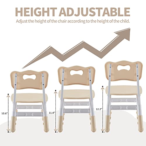 DOREROOM 3 Level Height Adjustable Kids Chair, Durable Chair for Kids Indoor or Outdoor Use for Ages 2-6, Toddler Table Chair for Boys and Girls for Daycare, Classroom, Home, Burlywood