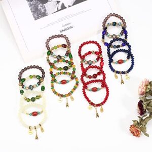 WuCuifu 8 Packs Bohemian Beaded Bracelets for Women Charm Stackable Bracelets, Multicolor