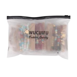 WuCuifu 8 Packs Bohemian Beaded Bracelets for Women Charm Stackable Bracelets, Multicolor