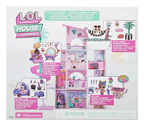 LOL Surprise OMG House of Surprises Vacay Lounge Playset with Leading Baby Collectible Doll with 8 Surprises, Dollhouse Accessories, Holiday Toy, Great Gift for Kids Ages 4 5 6+ Years Old & Collectors