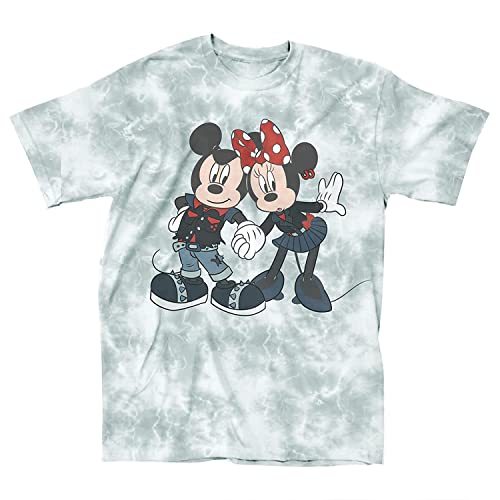 Disney Ladies Mickey Mouse Fashion Shirt Mickey & Minnie Mouse Clothing - Mickey Mouse Tie Dye T-Shirt (Grey Cloud Wash, Large)