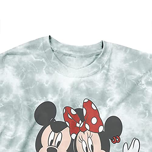 Disney Ladies Mickey Mouse Fashion Shirt Mickey & Minnie Mouse Clothing - Mickey Mouse Tie Dye T-Shirt (Grey Cloud Wash, Large)