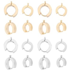 dicosmetic 24pcs 12/15mm huggie hoop earrings 2 colors round open loop earring hypoallergenic leverback earring french hook earwire stainless steel drop dangle earrings for earring making craft