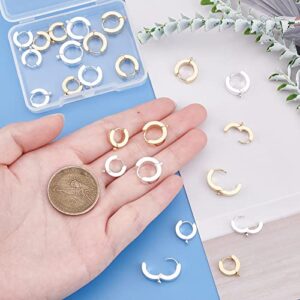 DICOSMETIC 24Pcs 12/15mm Huggie Hoop Earrings 2 Colors Round Open Loop Earring Hypoallergenic Leverback Earring French Hook Earwire Stainless Steel Drop Dangle Earrings for Earring Making Craft