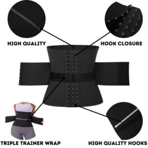 Waist Trainer For Women - Adjust Your Snatch | Triple Trainer Wrap, Miracle Tummy Wrap, Sweat Workout Belt, Waist Trimmer for Women | Snatch Me Up Belly Body Shaper Compression Fupa Wrap (M, Black)