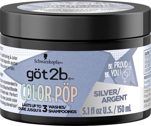 Got2b Color Pop Semi-Permanent Hair Color Mask, Silver, 5.1 oz