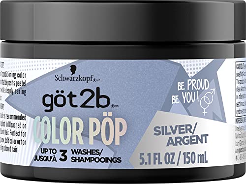 Got2b Color Pop Semi-Permanent Hair Color Mask, Silver, 5.1 oz