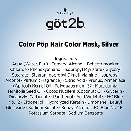 Got2b Color Pop Semi-Permanent Hair Color Mask, Silver, 5.1 oz