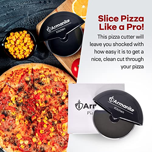 Armanite - Disc Easy-Clean Pizza Cutter, No Frills Pizza Slicer for Toast, Dough, and More, Compact and Convenient Pizza Wheel Made for Smooth Slicing, Black