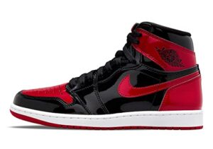 jordan men's 1 retro high og patent bred black/varsity red-white (555088 063) - 9.5