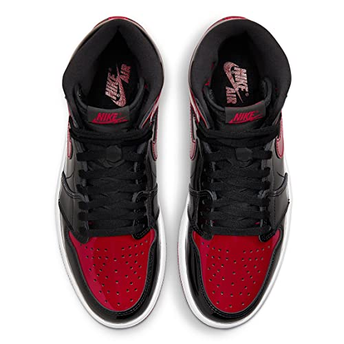 Jordan Men's 1 Retro High OG Patent Bred Black/Varsity Red-White (555088 063) - 9.5