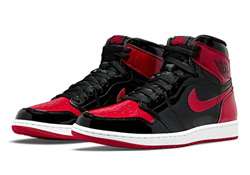 Jordan Men's 1 Retro High OG Patent Bred Black/Varsity Red-White (555088 063) - 9.5