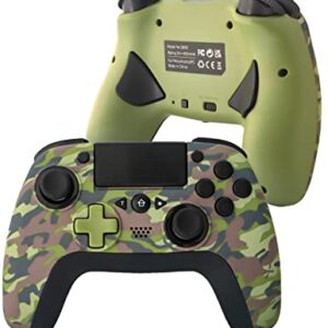 TJPD Wireless Game Controller with 2 Programmable Back Buttons, Compatible with PS4/PS3/iOS13.4+/PC/Android, Game Controller Remote with Turbo/Gyro/HD Dual Vibration/LED Indicator (Green Camouflage)