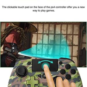 TJPD Wireless Game Controller with 2 Programmable Back Buttons, Compatible with PS4/PS3/iOS13.4+/PC/Android, Game Controller Remote with Turbo/Gyro/HD Dual Vibration/LED Indicator (Green Camouflage)