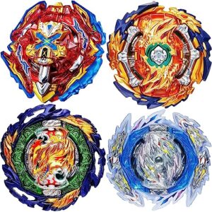 jvnvds 4-piece gyros battle set(b-139, b-185, b-189, b-200), battling burst tops with stickers, kids boys christmas birthday party gift idea 466