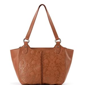 The Sak Womens Bolinas Leather Satchel, Tobacco Floral Embossed, One Size US