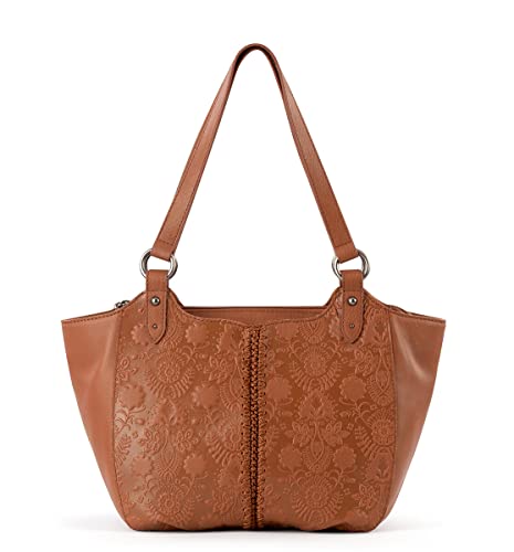 The Sak Womens Bolinas Leather Satchel, Tobacco Floral Embossed, One Size US