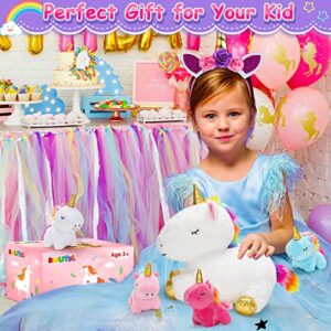 KMUYSL Unicorn Mommy Stuffed Animal with 4 Babies - Soft Plush Toy Set for Ages 3-8, Perfect Valentines & Birthday Gifts