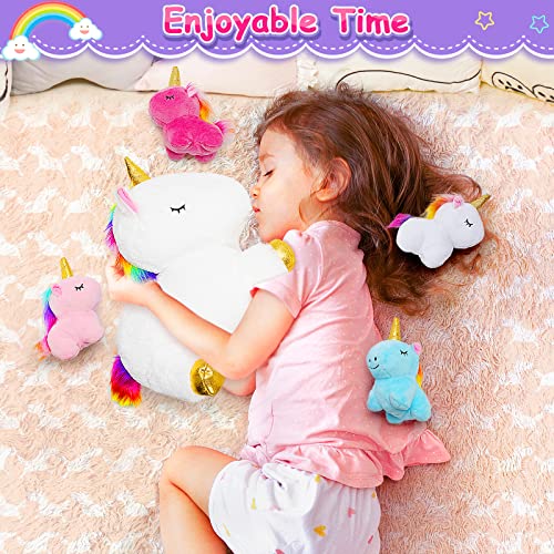 KMUYSL Unicorn Mommy Stuffed Animal with 4 Babies - Soft Plush Toy Set for Ages 3-8, Perfect Valentines & Birthday Gifts