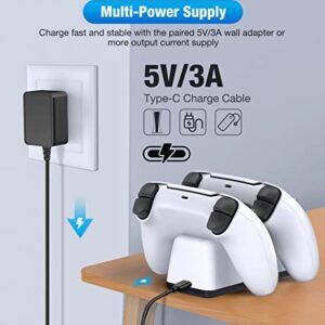 PS5 Controller Charging Station for Playstation 5 Dualsense Controller with Dual Stand Charger Dock, Upgrade PS5 Controller Charger Accessories Incl. Fast Charging Cable, PS5 Charging Station White