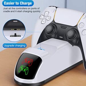 PS5 Controller Charging Station for Playstation 5 Dualsense Controller with Dual Stand Charger Dock, Upgrade PS5 Controller Charger Accessories Incl. Fast Charging Cable, PS5 Charging Station White