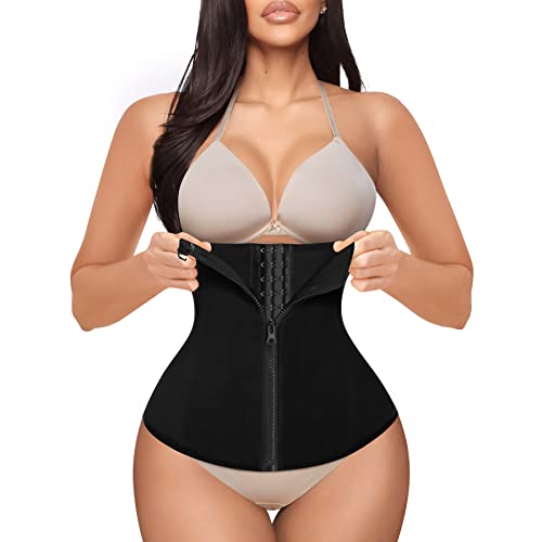 MICOHPKLE Waist Trainer for Women Corset Waist Cincher Tummy Control Bustier Shapewear Slim Body Shaper Workout Girdle (Large, Black)